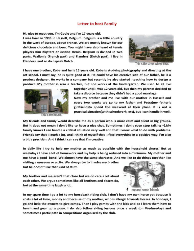 Letter To Host Family