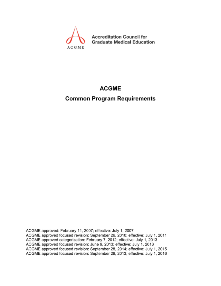 Common Program Requirements
