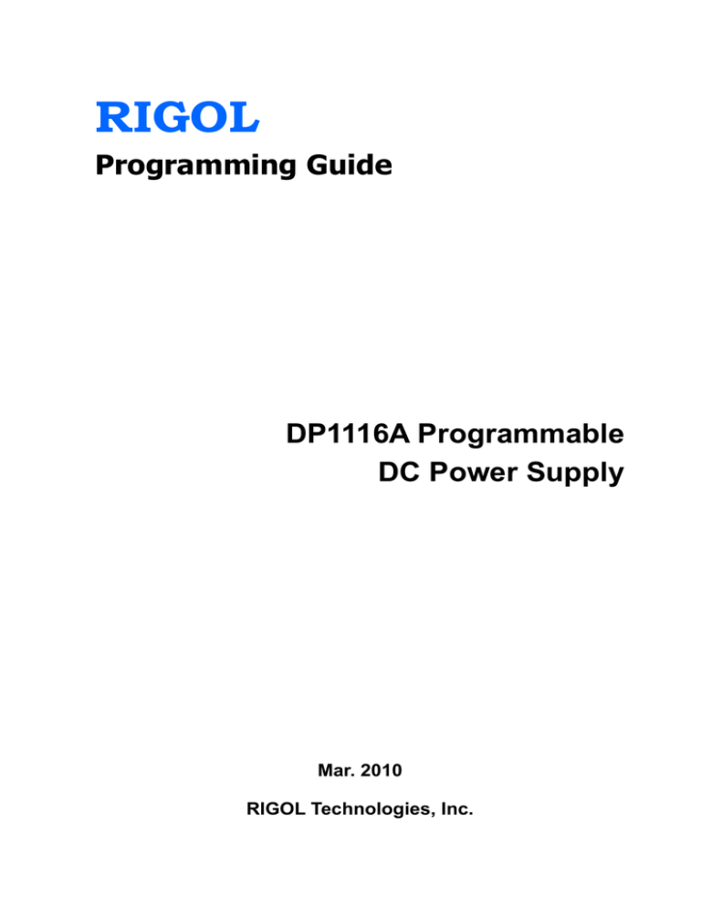 Dp1116a Scpi Programming Guide