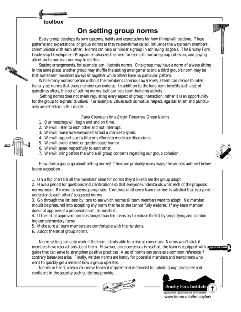 On setting group norms