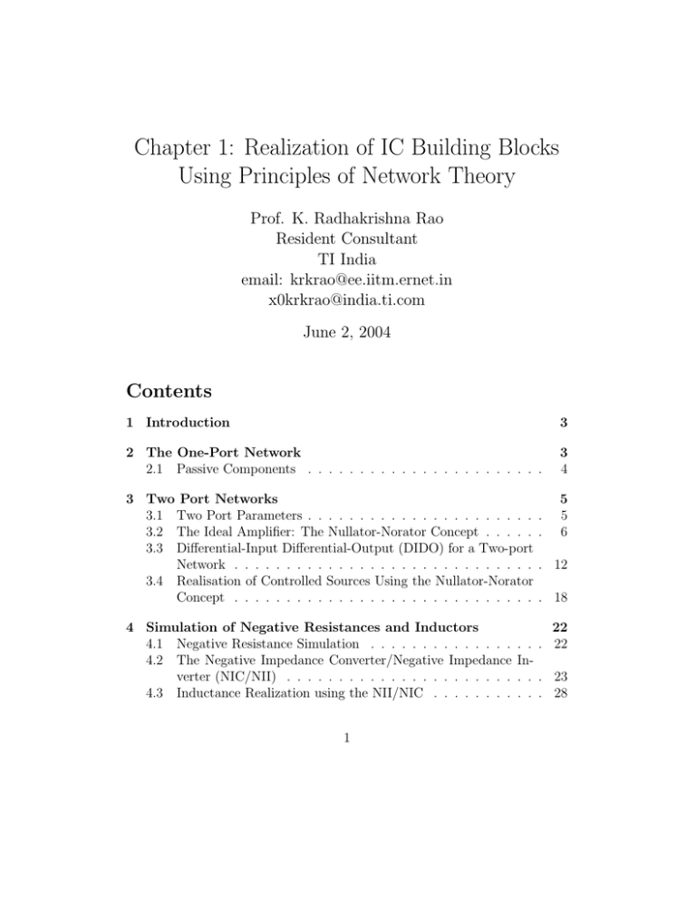 Chapter 1: Realization of IC Building Blocks Using