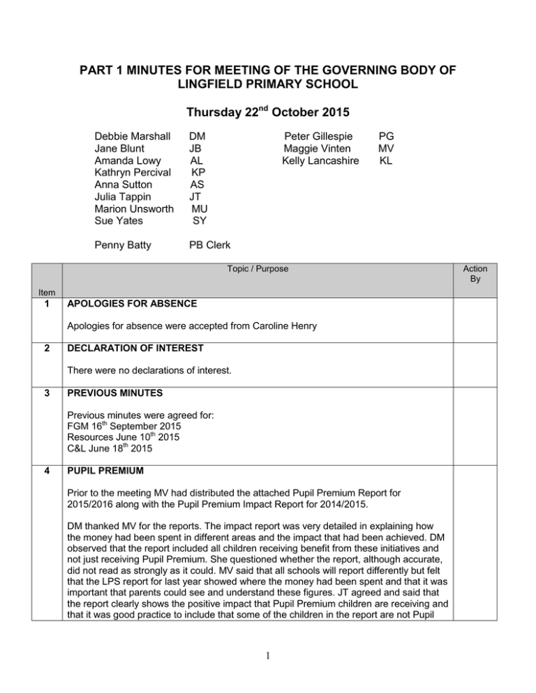 Governors Meeting Minutes Part 1 22nd October Governors Meeting Minutes Part 1 22nd October