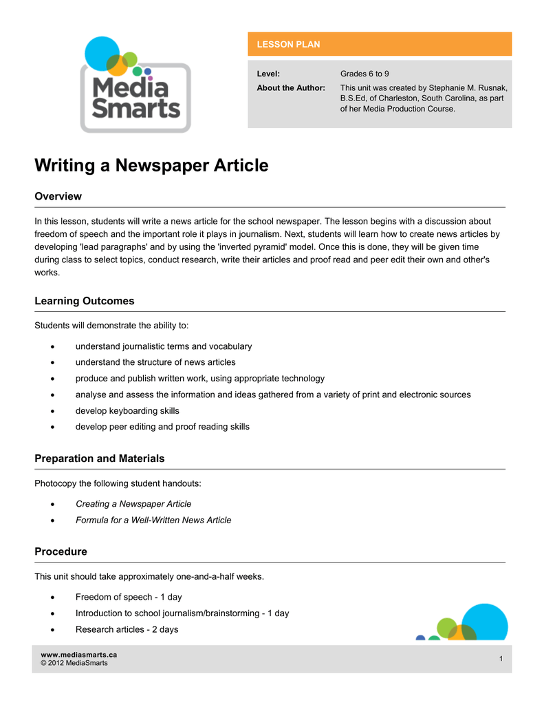  How To Write A Newspaper Article Middle School Writing A Newspaper