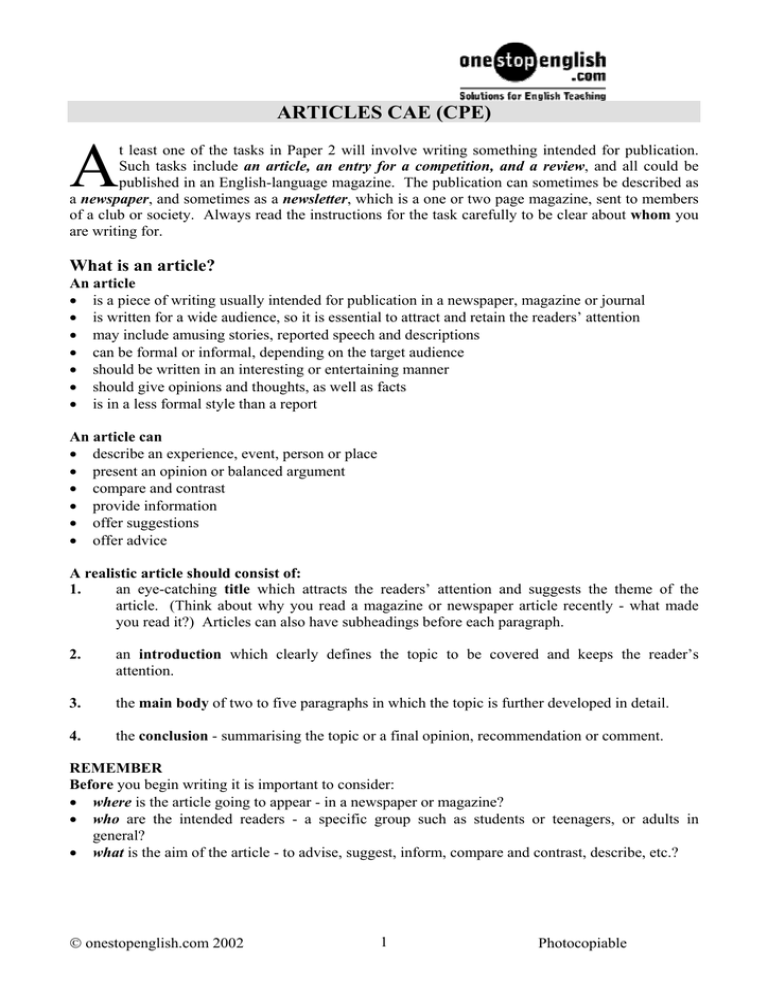 Writing An Article