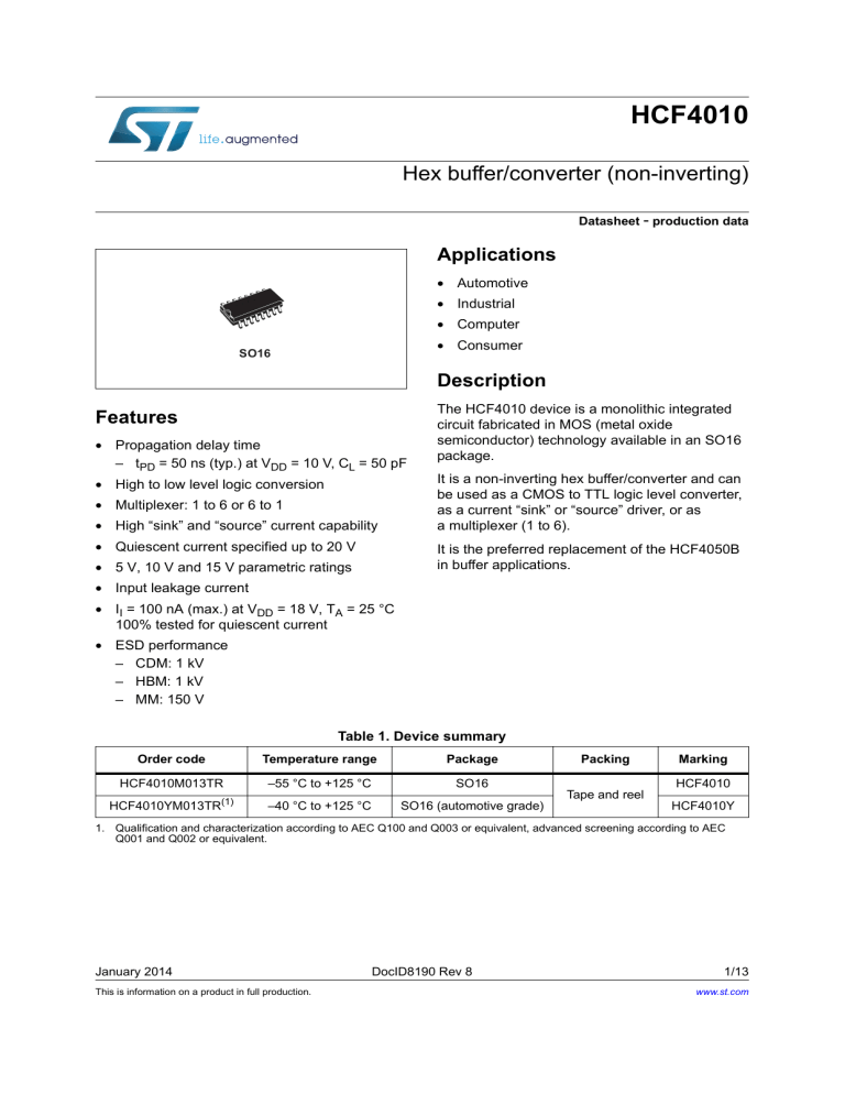 Hex Buffer converter non inverting Hex Buffer converter non inverting