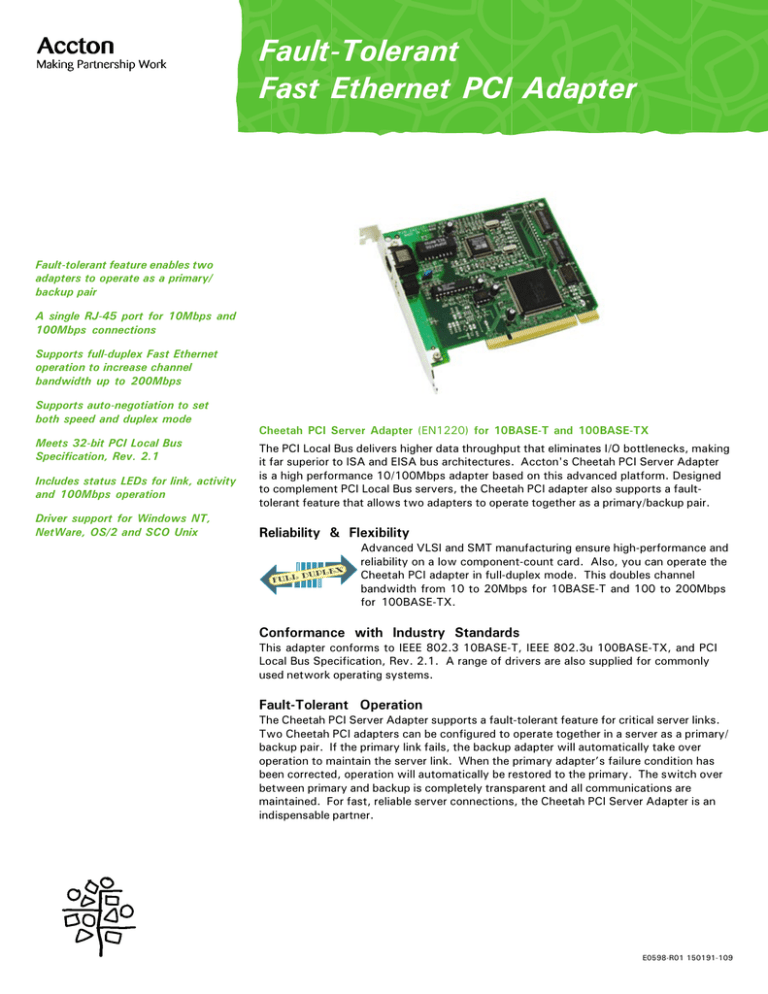 Fault-Tolerant Fast Ethernet PCI Adapter Fault-Tolerant Fast Ethernet PCI Adapter