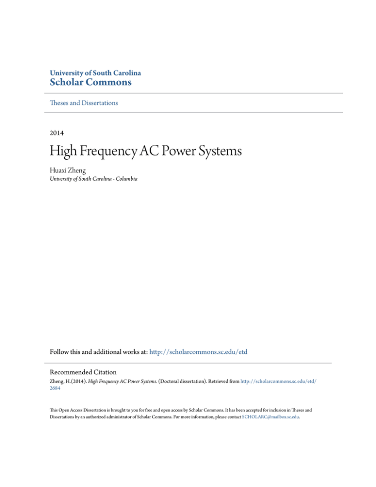 High Frequency Ac Power Systems Scholar Commons