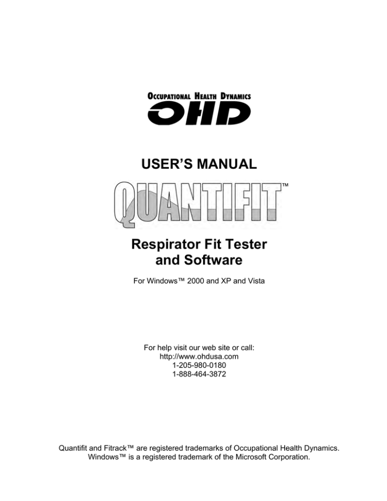 OHD Quantifit Respirator Fit Tester Manual V2008