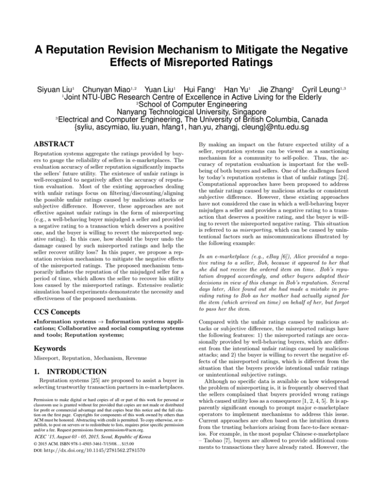 A Reputation Revision Mechanism to Mitigate the Negative Effects of
