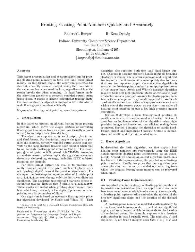 Printing Floating Point Numbers Quickly And Accurately