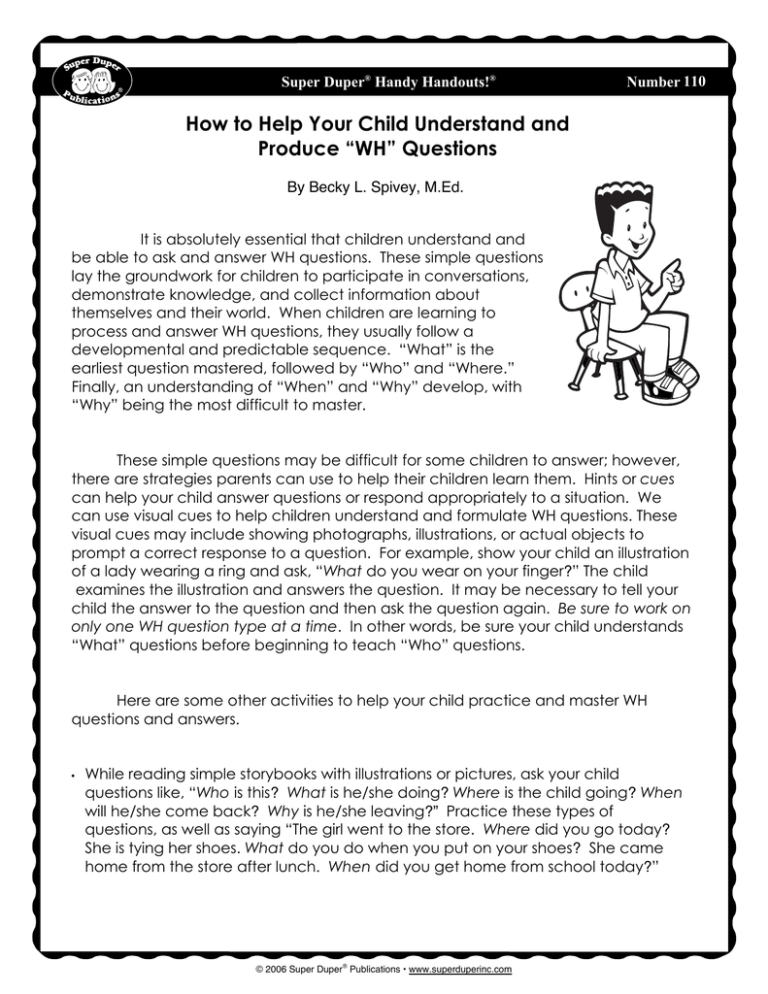 “WH” Questions - Super Duper Publications