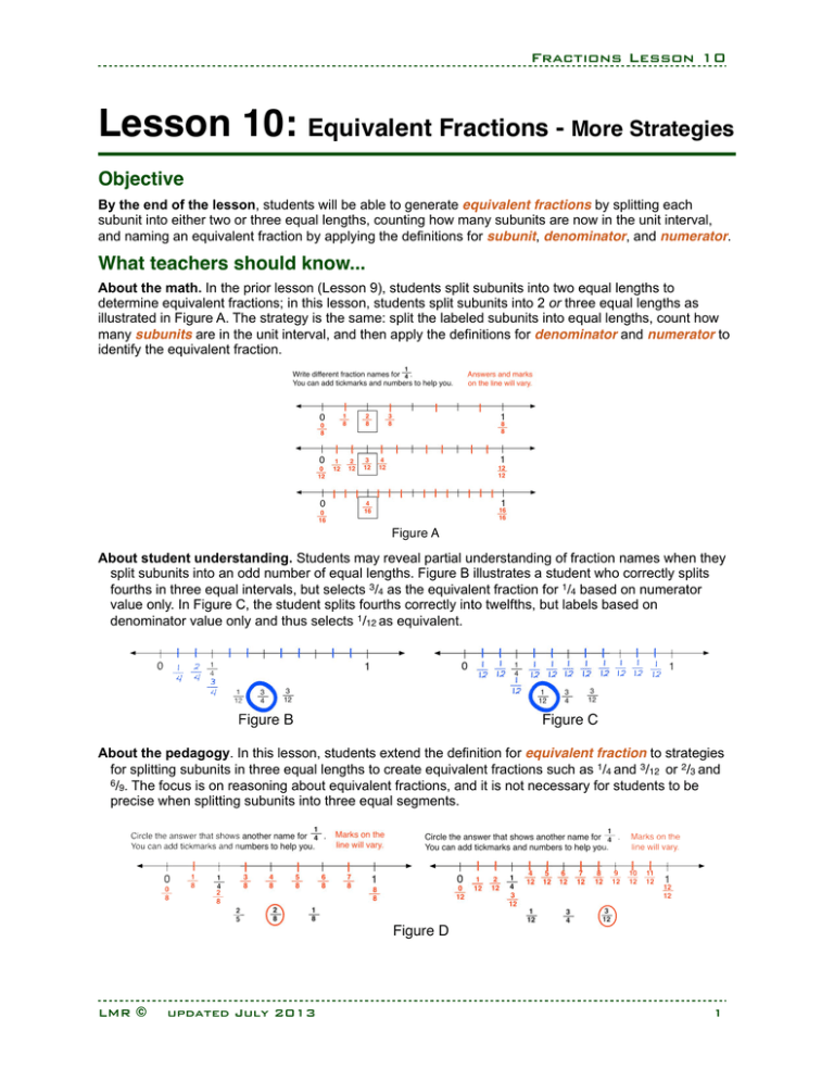 Lesson 10 Equivalent Fractions