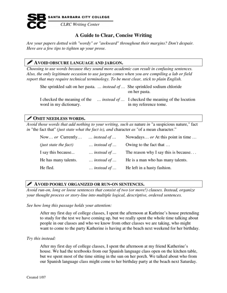 A Guide To Clear Concise Writing A Guide To Clear Concise Writing