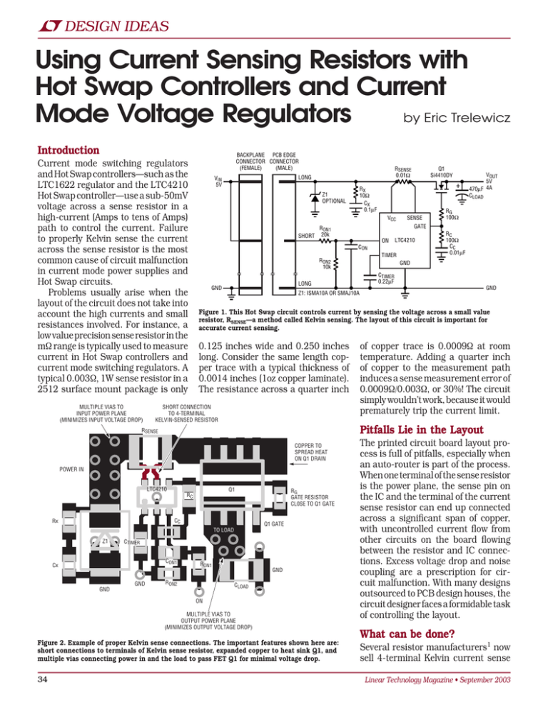 Sep 2003 Using Current Sensing Resistors with Hot Swap