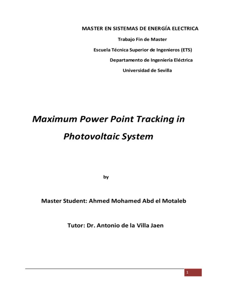Maximum Power Point Tracking in Photovoltaic System