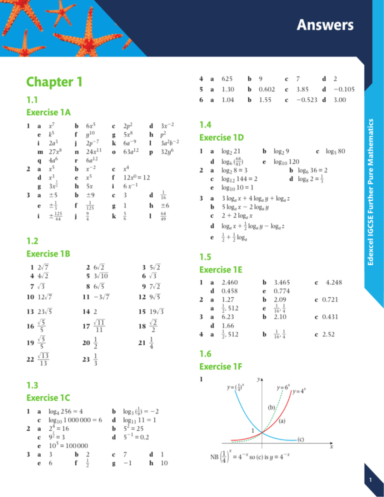 Edexcel IGCSE Further Pure Maths Answers