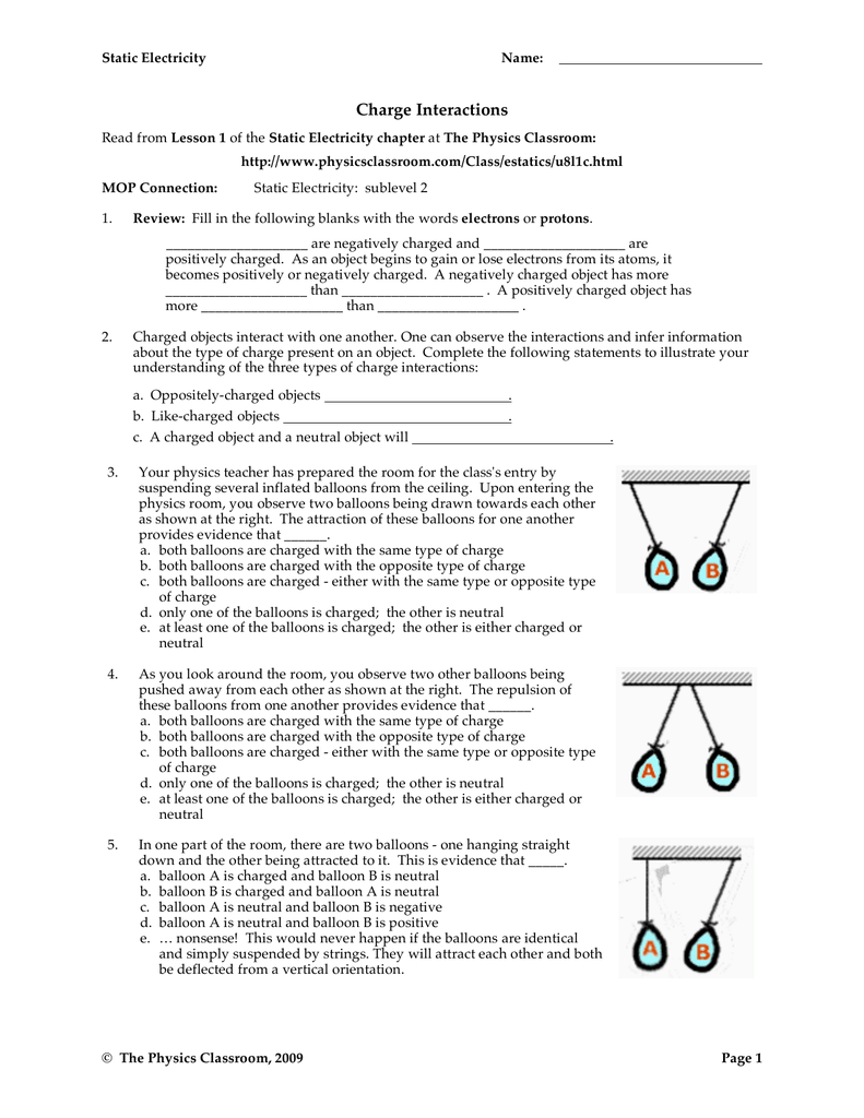 Charge Interactions The Physics Classroom