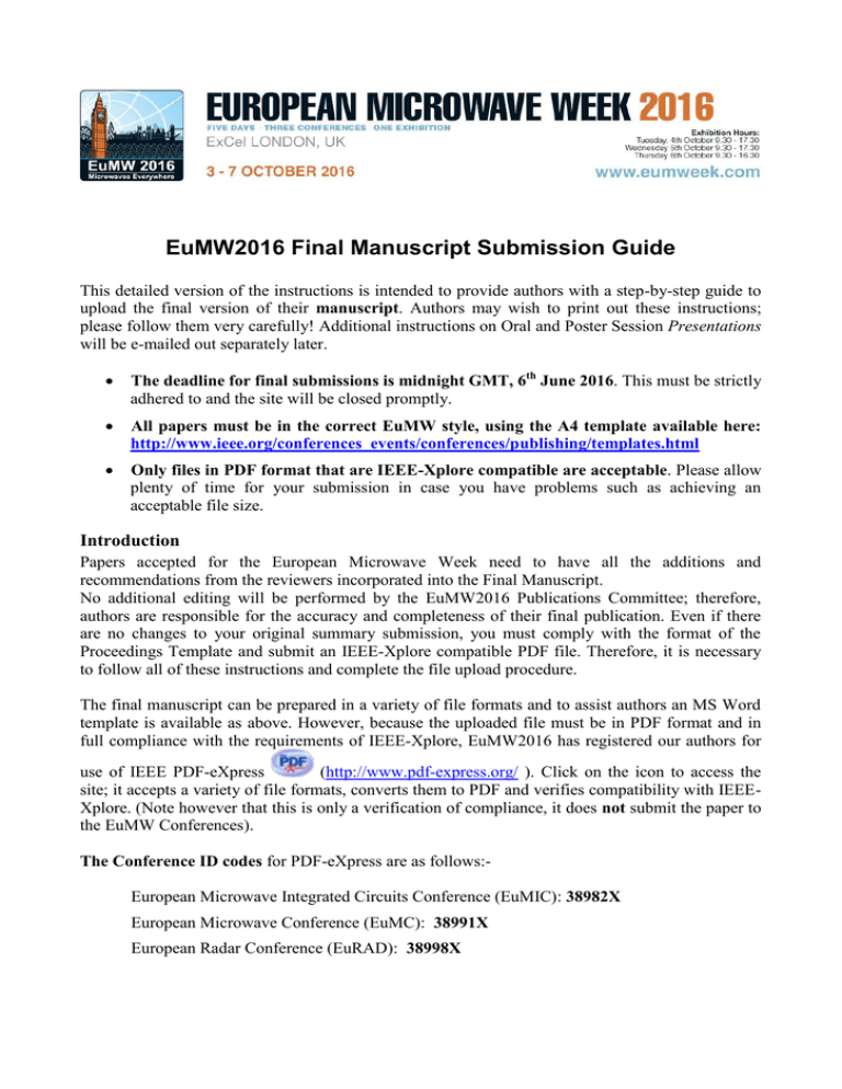 Final Manuscript Submission Guidelines