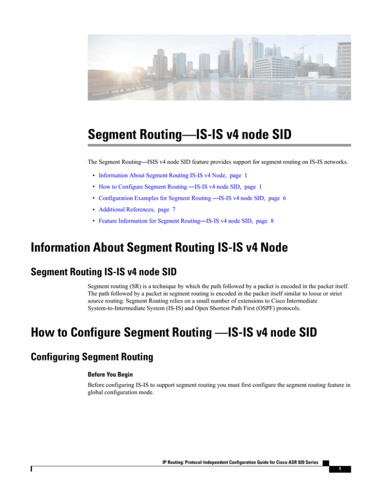 Segment Routing—IS-IS v4 node SID