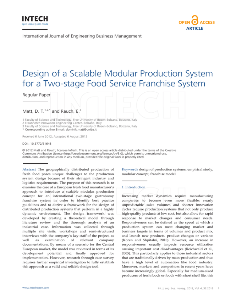 Design of a Scalable Modular Production System for a Two