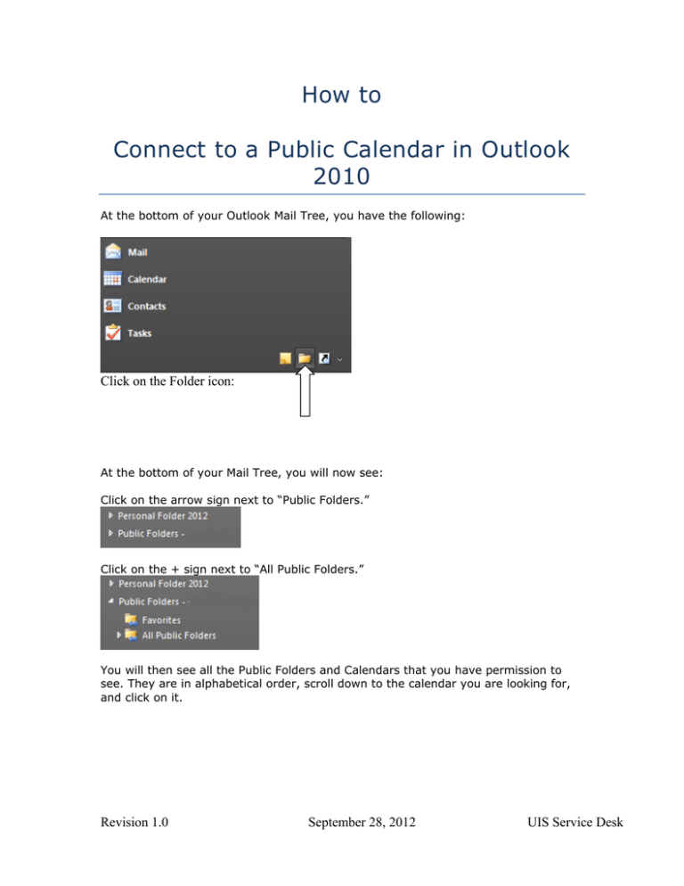 How To Connect To A Public Calendar In Outlook 2010