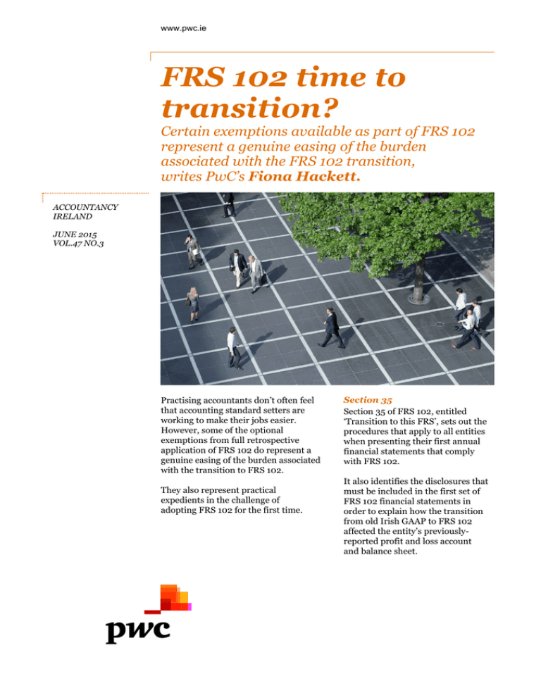 FRS 102 Time To Transition FRS 102 Time To Transition