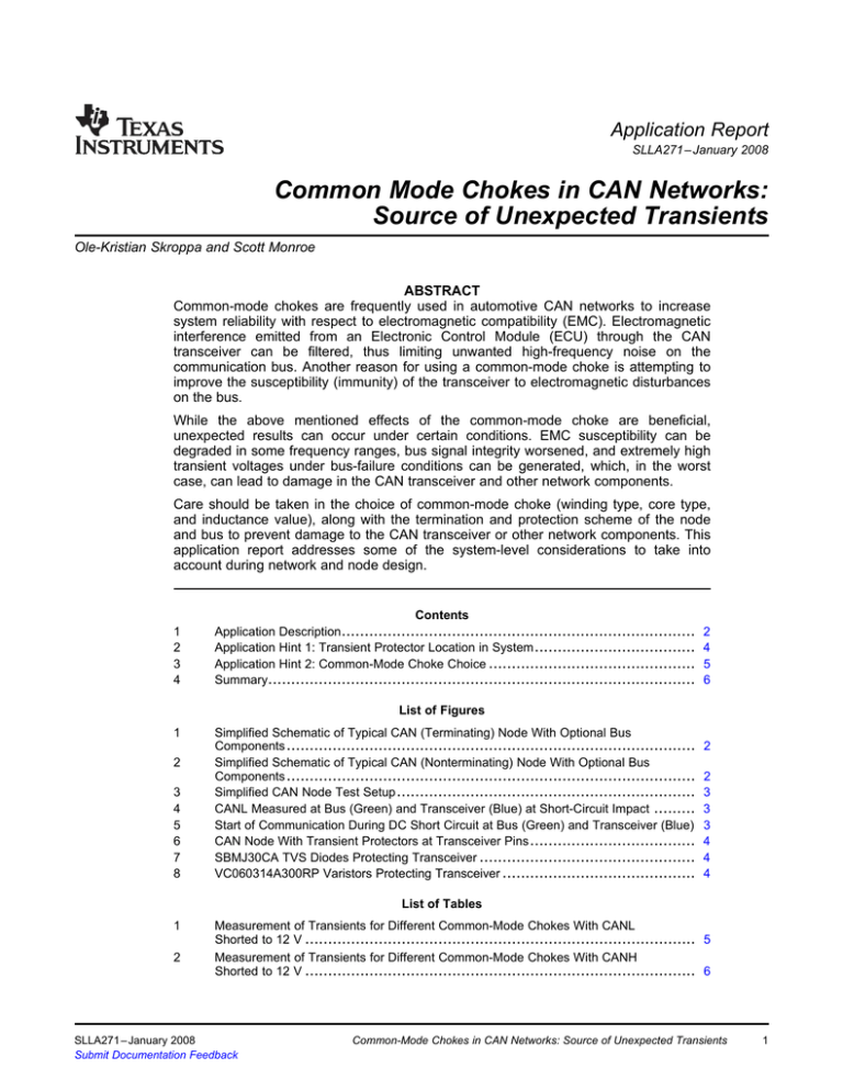 Common-Mode Chokes in CAN Networks