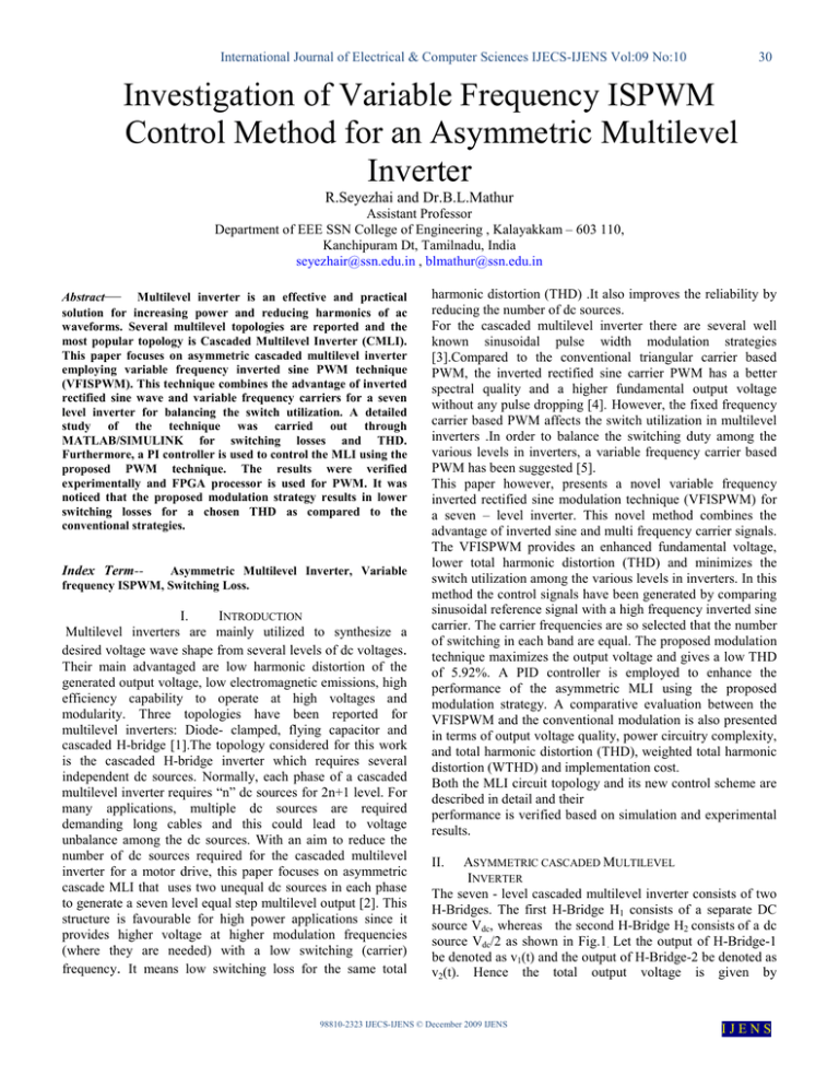 Investigation Of Variable Frequency Ispwm Control Method