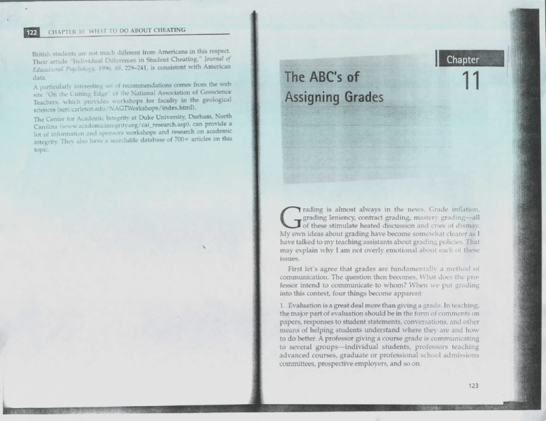 Chapter The ABC`s of Assigning Grades