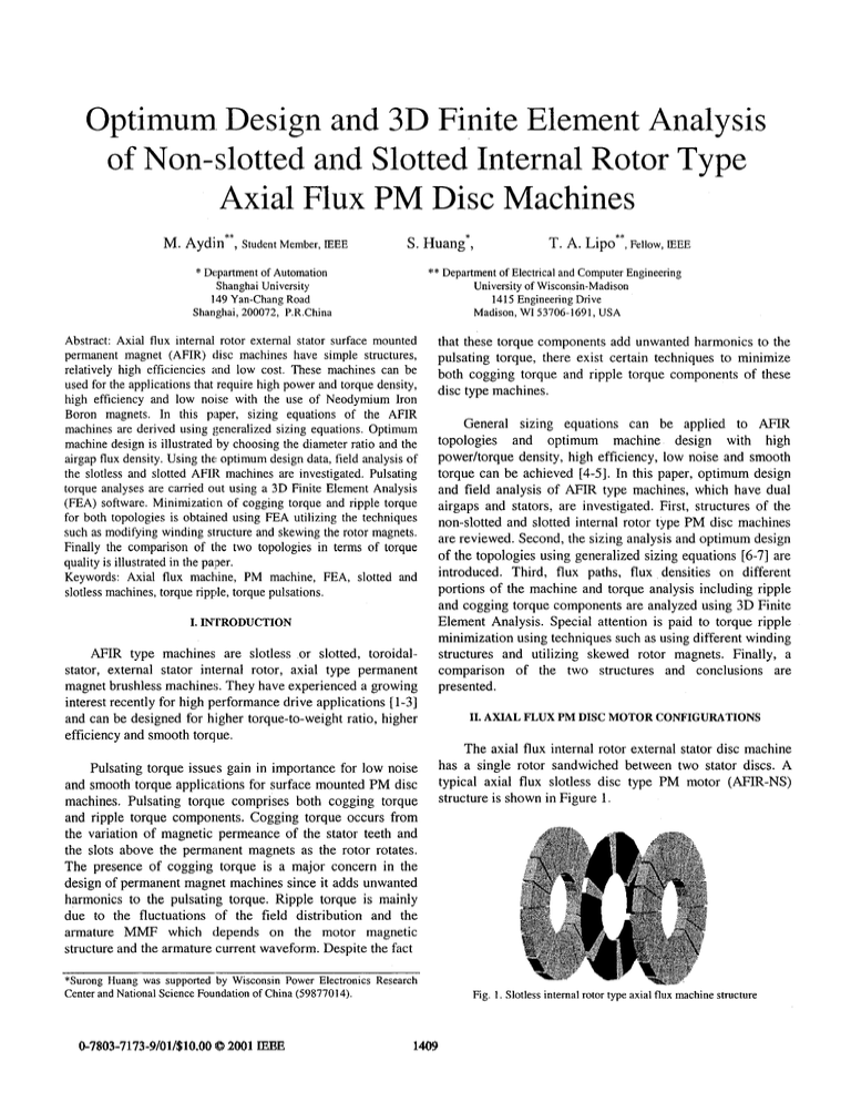 Optimum design and 3D finite element analysis of non