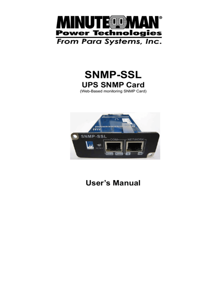 SNMP-SSL card user manual