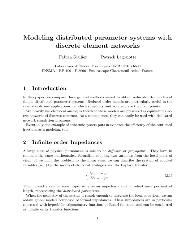 Modeling distributed parameter systems with discrete element Modeling distributed parameter systems with discrete element