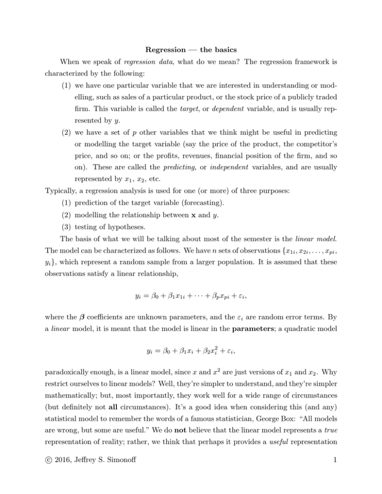 Regression The Basics When We Speak Of Regression Data What