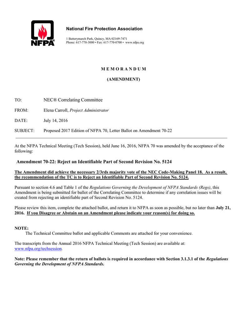Amend Initial TC Cover Memo