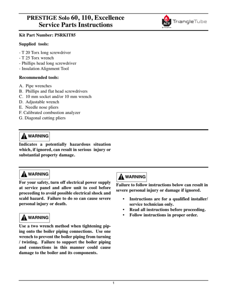 PRESTIGE Solo 60, 110, Excellence Service Parts