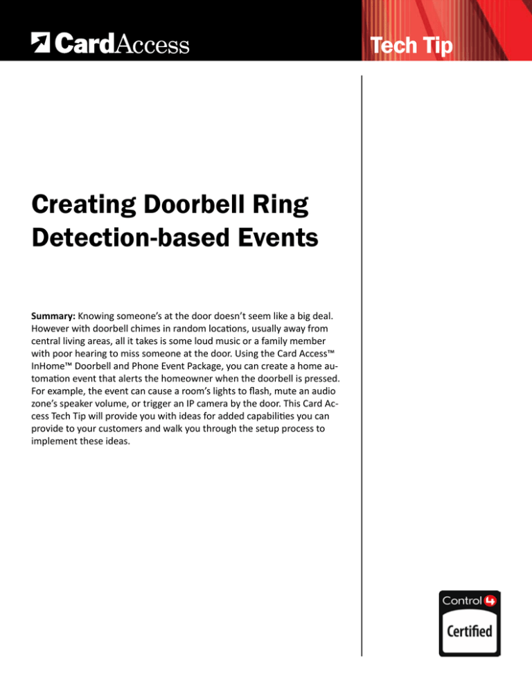 Creating Doorbell Ring Detection based Events