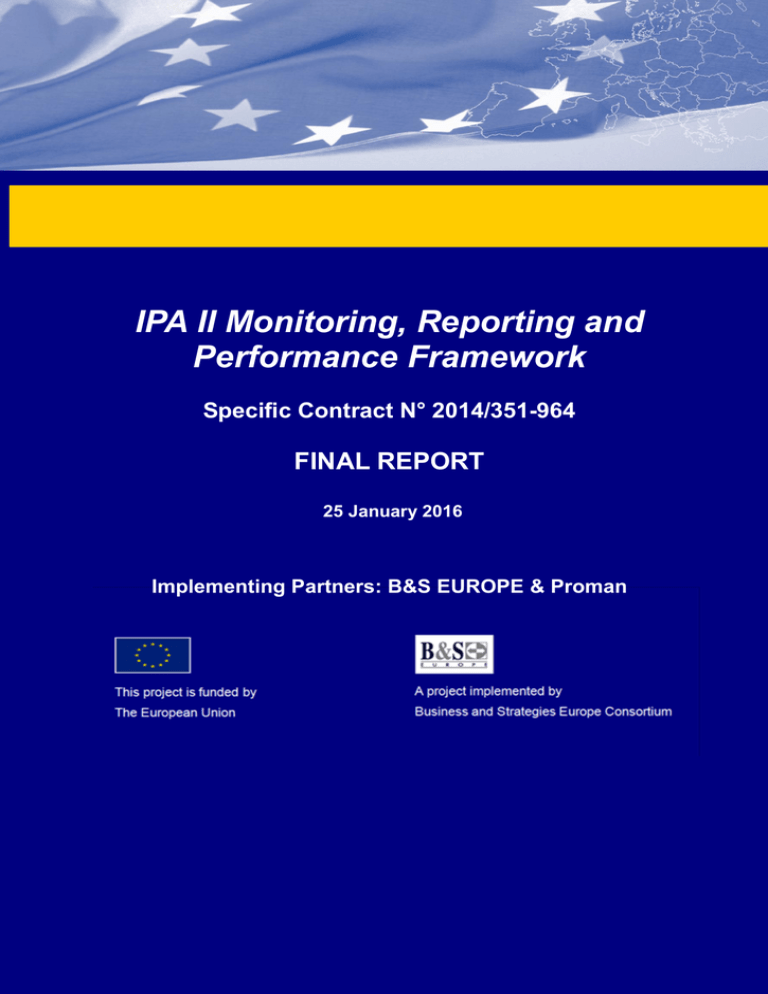 IPA II Monitoring, Reporting and Performance Framework