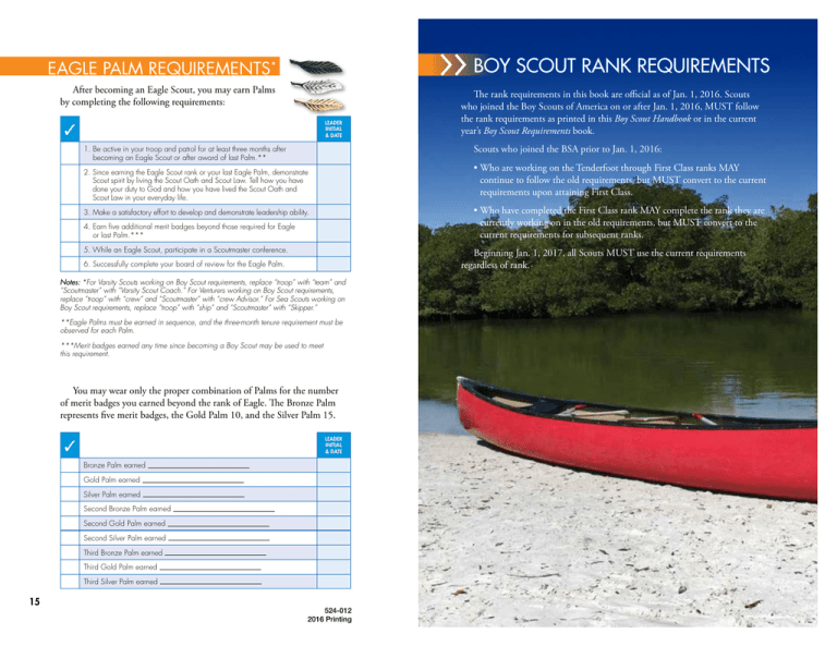 2016 Boy Scout Rank Requirements