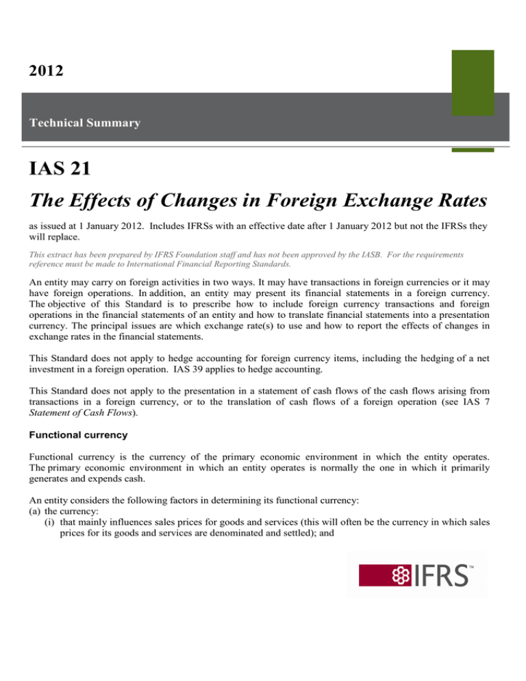 IAS 21 IAS 21