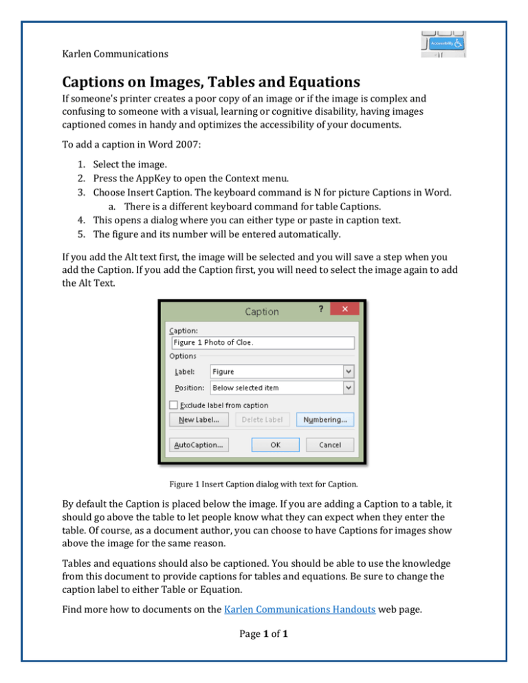 Captions On Images In Word
