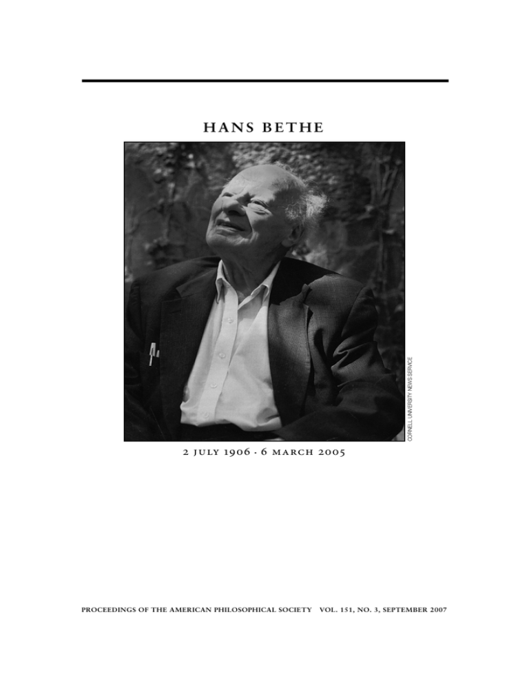 hans bethe - American Philosophical Society