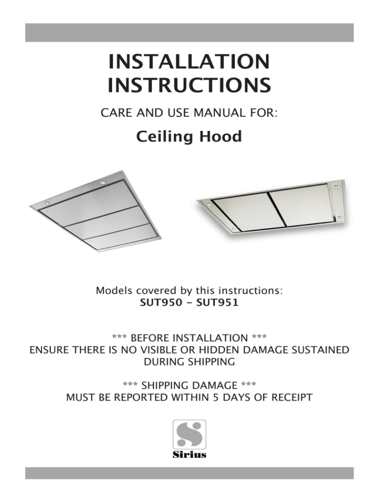 INSTALLATION INSTRUCTIONS