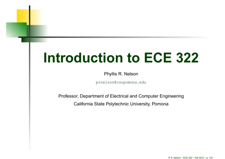 Introduction to ECE 322