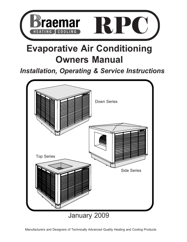 Braemar RPC Evaporative Air Conditioner Owner's Manual