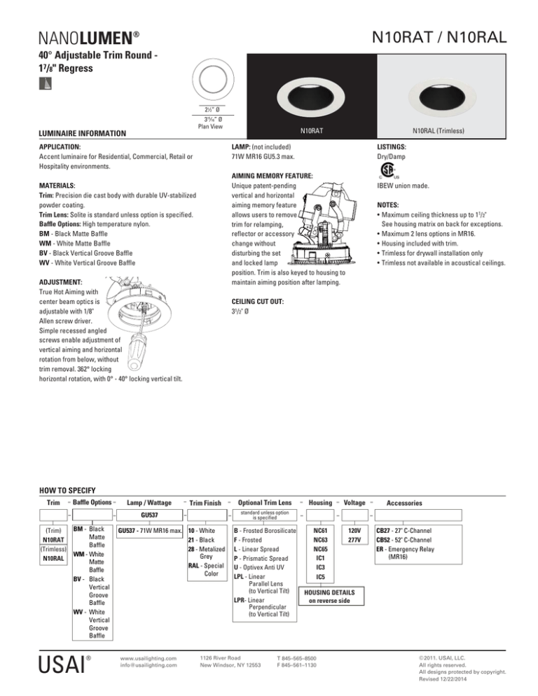 Spec Sheet - USAI Lighting