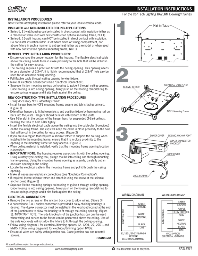 INSTALLATION PROCEDURES For the ConTech