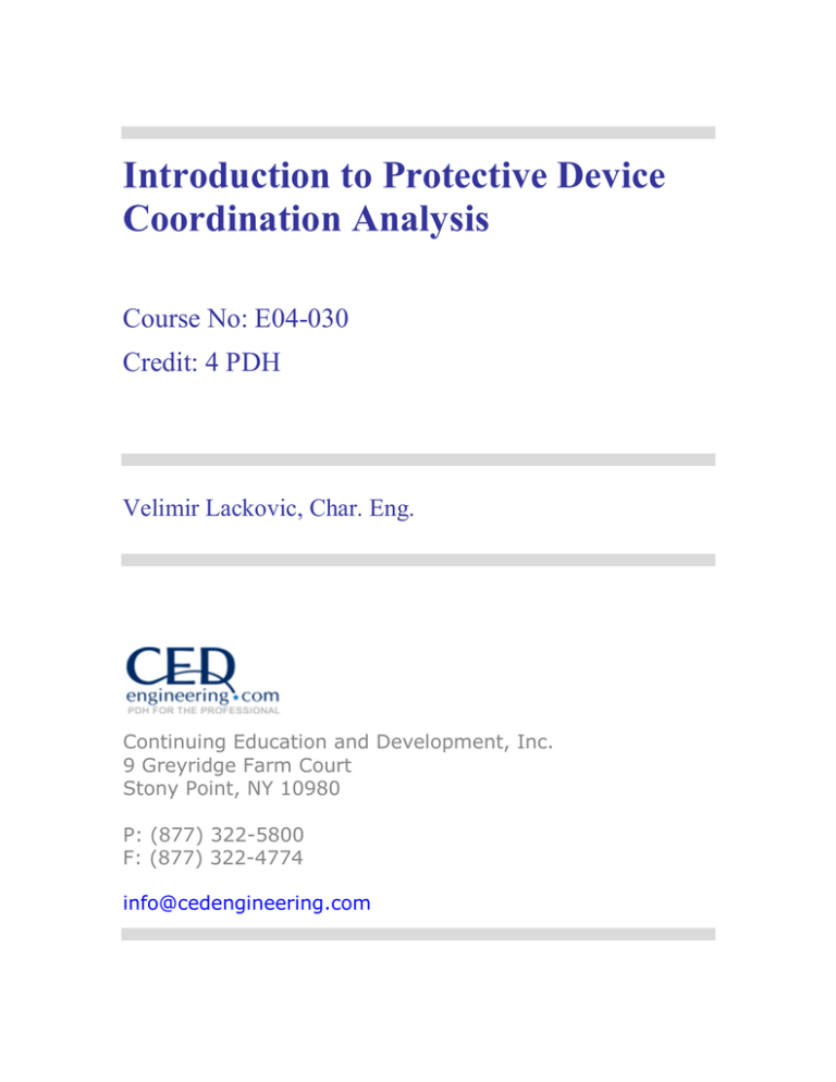 Introduction to Protective Device Coordination Analysis