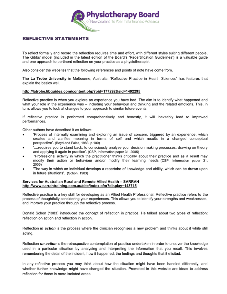 REFLECTIVE STATEMENTS