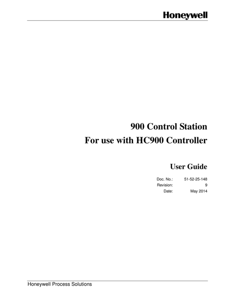 900 Control Station For use with HC900 Controller