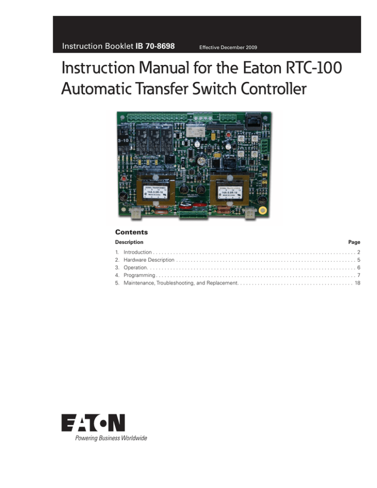 Instruction Manual for the Eaton RTC